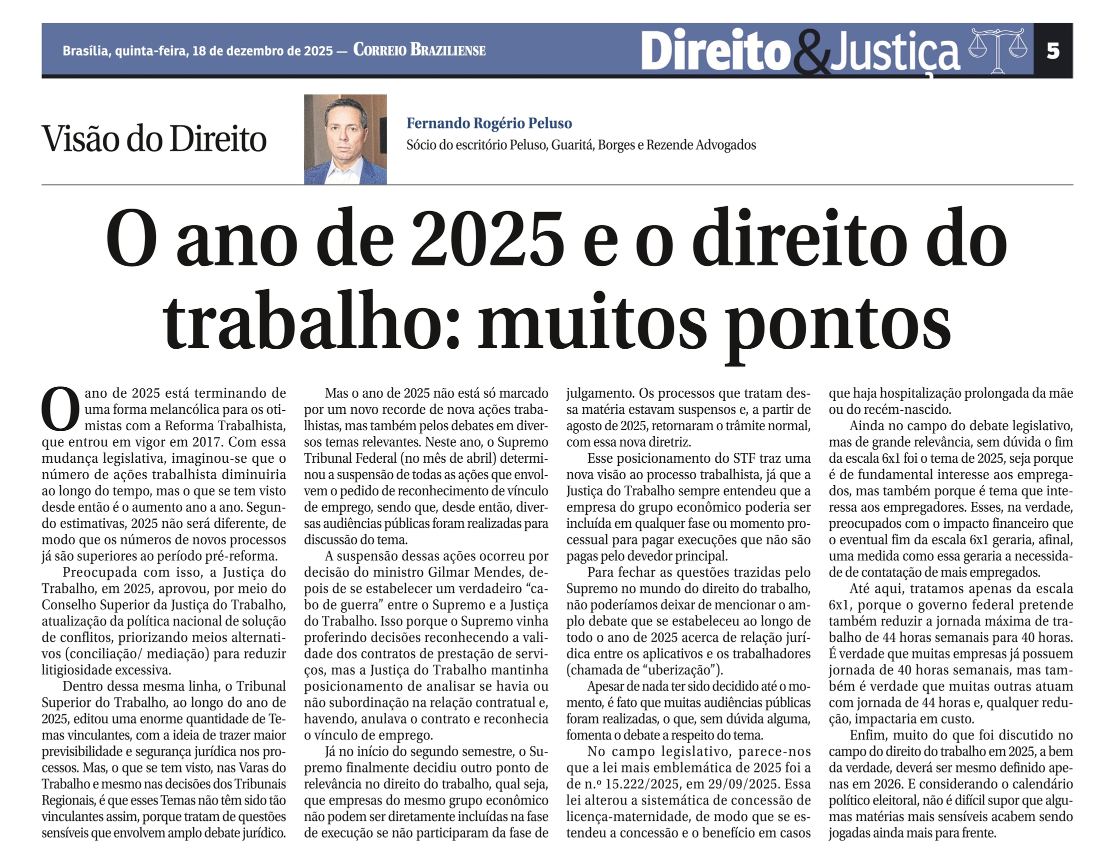 O ano de 2025 e o direito do trabalho: muitos pontos | PGBR – Peluso, Guaritá, Borges e Rezende